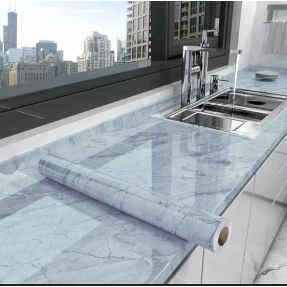 40cm Marble Self-adhesive Wallpaper Kitchen Cabinet Stove Countertop ...