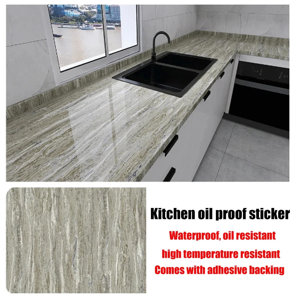 40cm New Marble Kitchen Oil-proof Wall Stickers Self-adhesive Stain ...