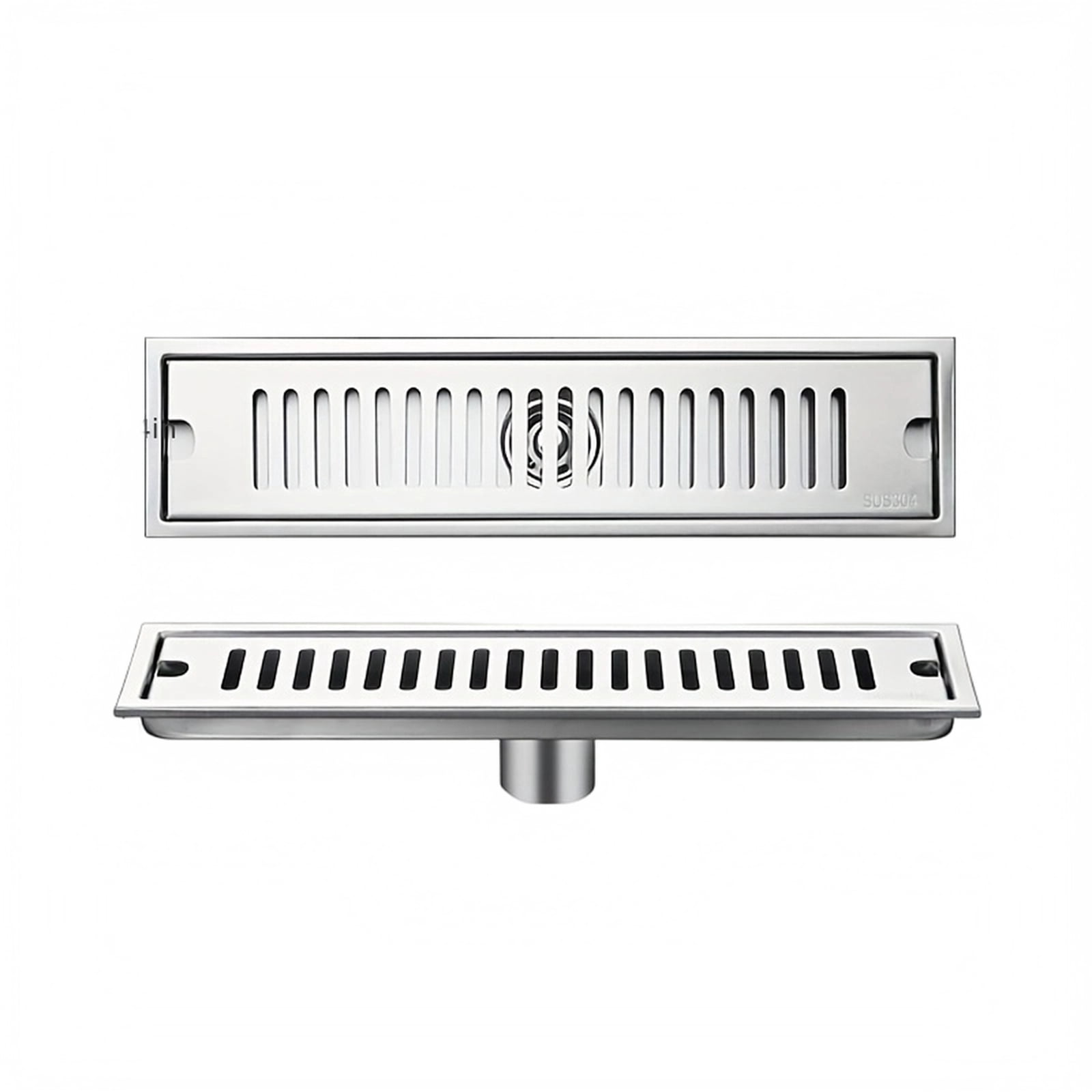 40cm Stainless Steel Linear Shower Drain with Central Outlet for ...