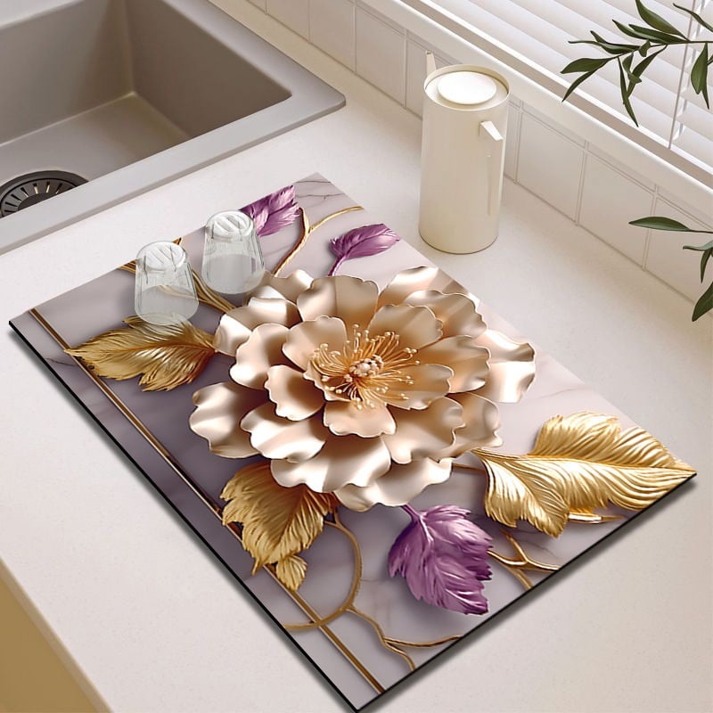 40cm x 60cm Kitchen Drain Mat - Diatom Mud Absorbent Pad for Countertop ...