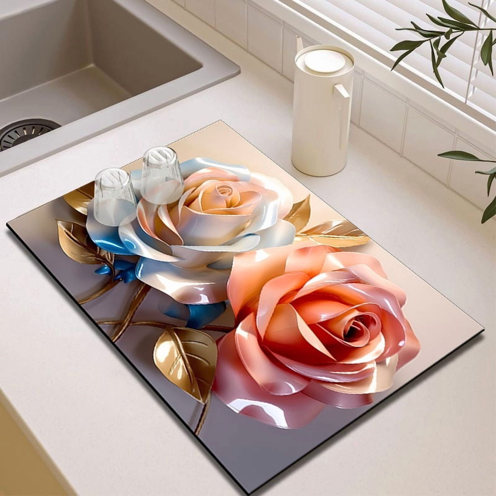 40cm x 60cm Kitchen Drain Mat - Diatom Mud Absorbent Pad for Countertop ...