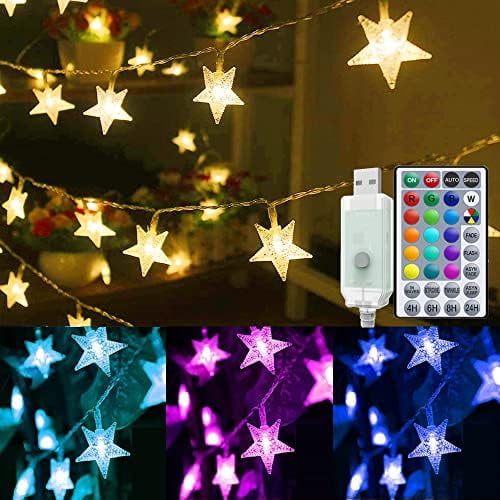 40ft Color Changing Star String Lights for Bedroom 120 LEDs, Indoor ...