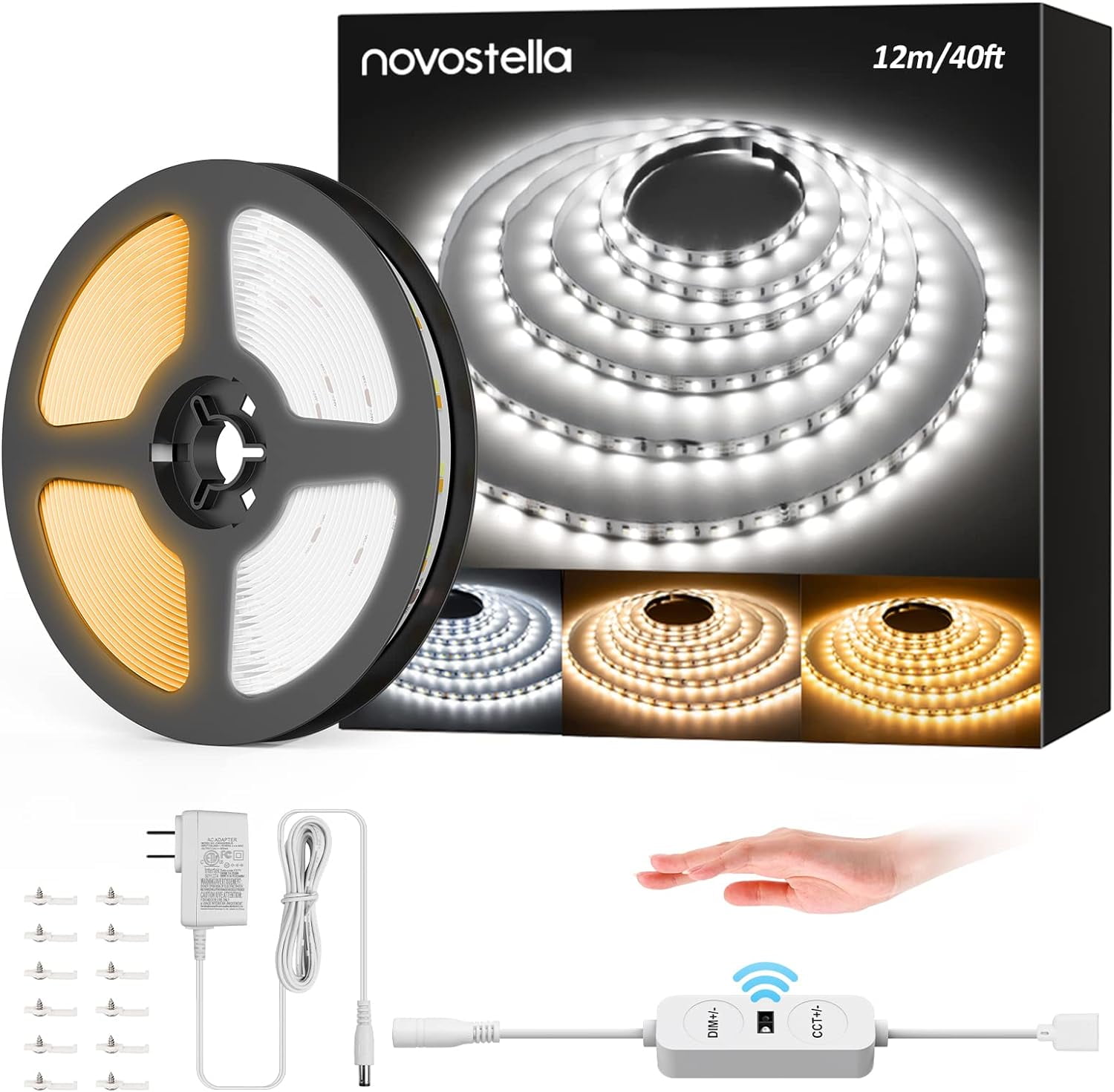 40ft Hand Wave Activated Tunable White LED Strip Light, 1344 LEDs ...