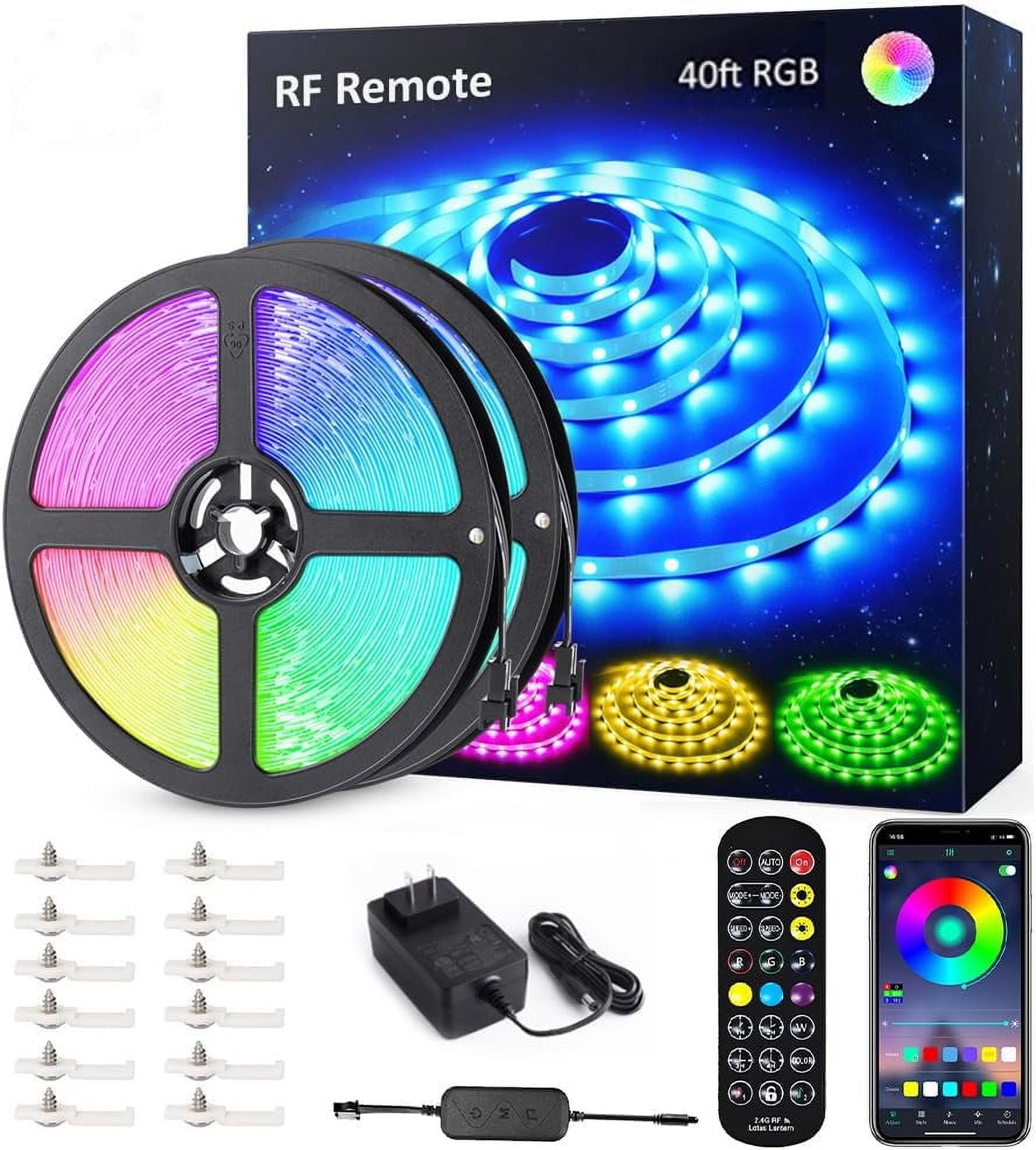 40ft RGB Smart LED Strip Light Kit, Flexible Color Changing 360 SMD ...