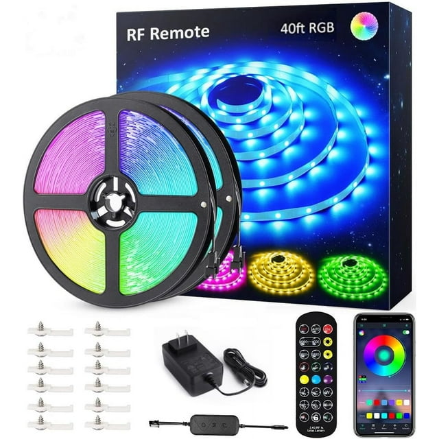 40ft RGB Smart LED Strip Light Kit, Flexible Color Changing 360 SMD ...