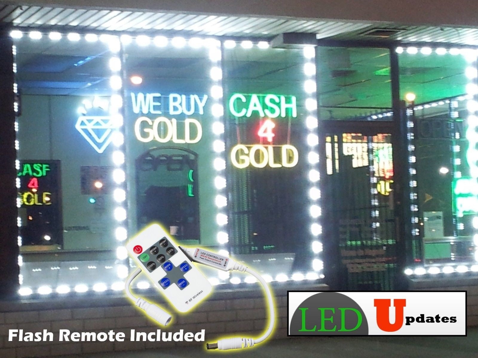 40ft White FLASH Storefront LED LIGHT 5630 with remote & UL Listed 12v ...