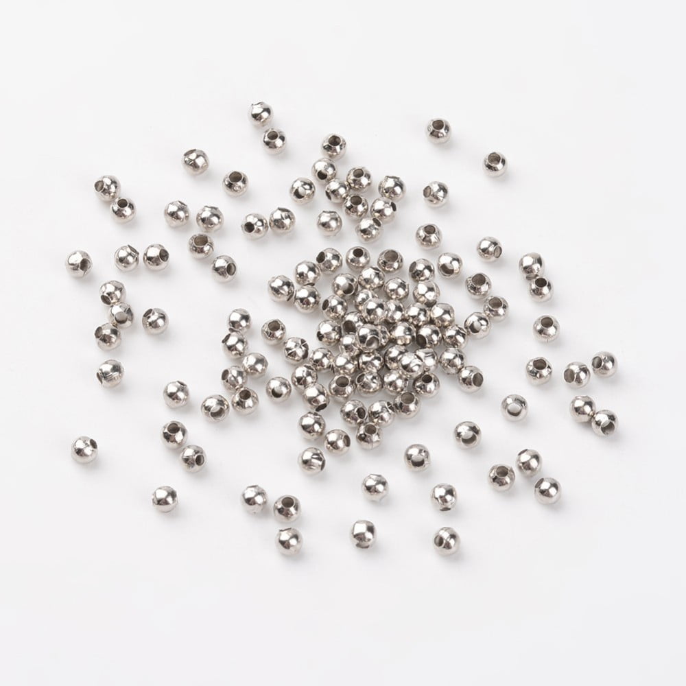 40gs Iron Spacer Beads Round Platinum 3mm in diameter 3mm thick Hole: 1 ...