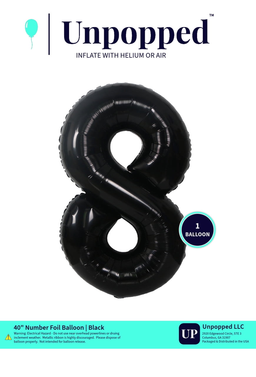 40in Black Number Balloon #8 | Unpopped - Walmart.com