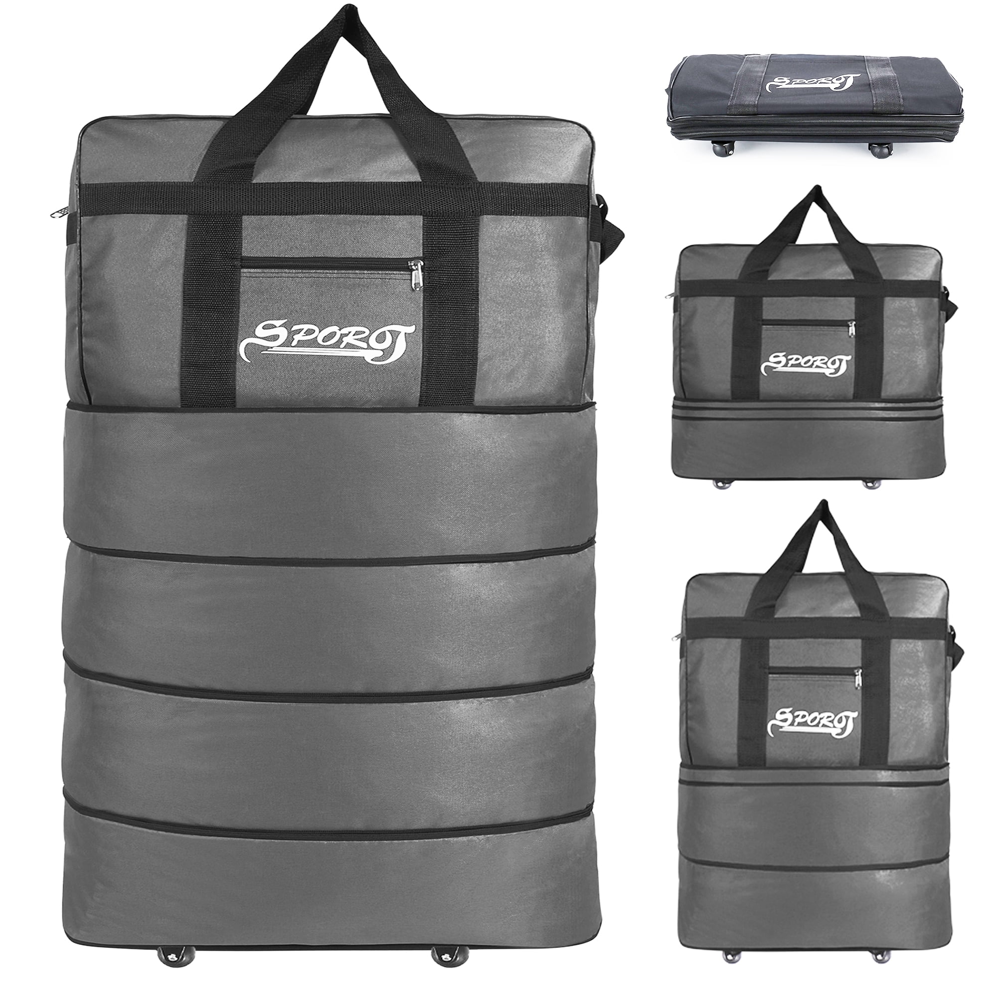 40in Expandable Suitcase Bag 4 Layer Collapsible Rolling Wheeled Duffle ...