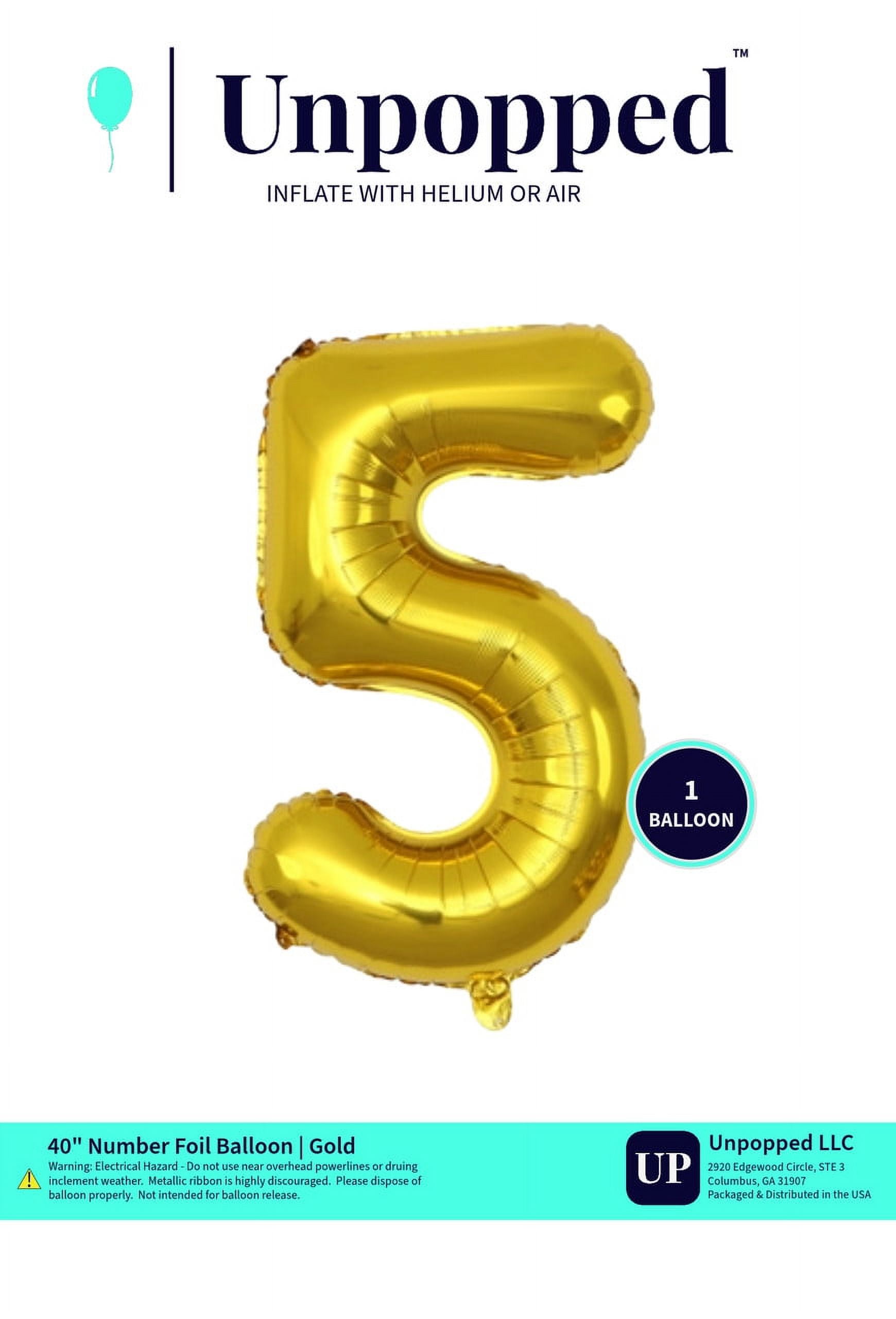 40in Gold Number Balloon #5 | Unpopped - Walmart.com