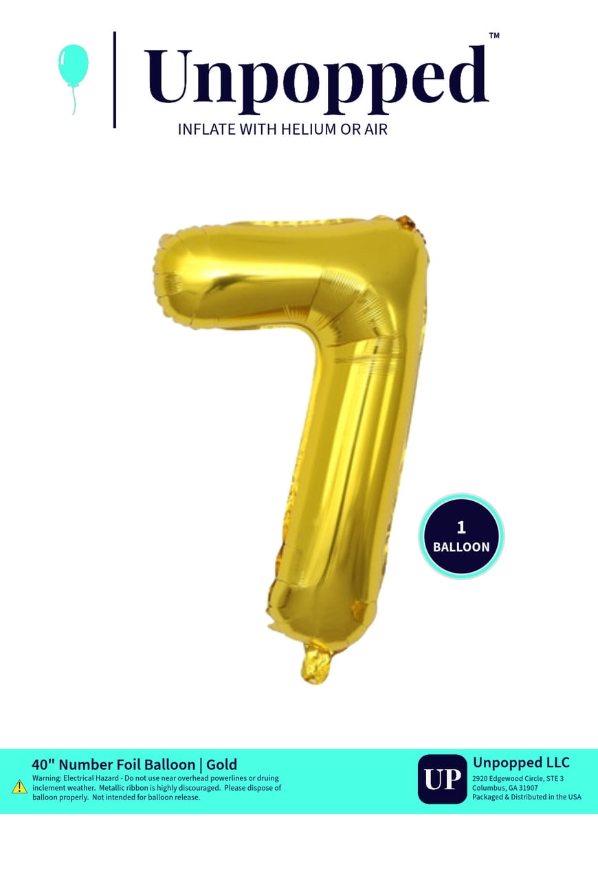 40in Gold Number Balloon #7 | Unpopped - Walmart.com