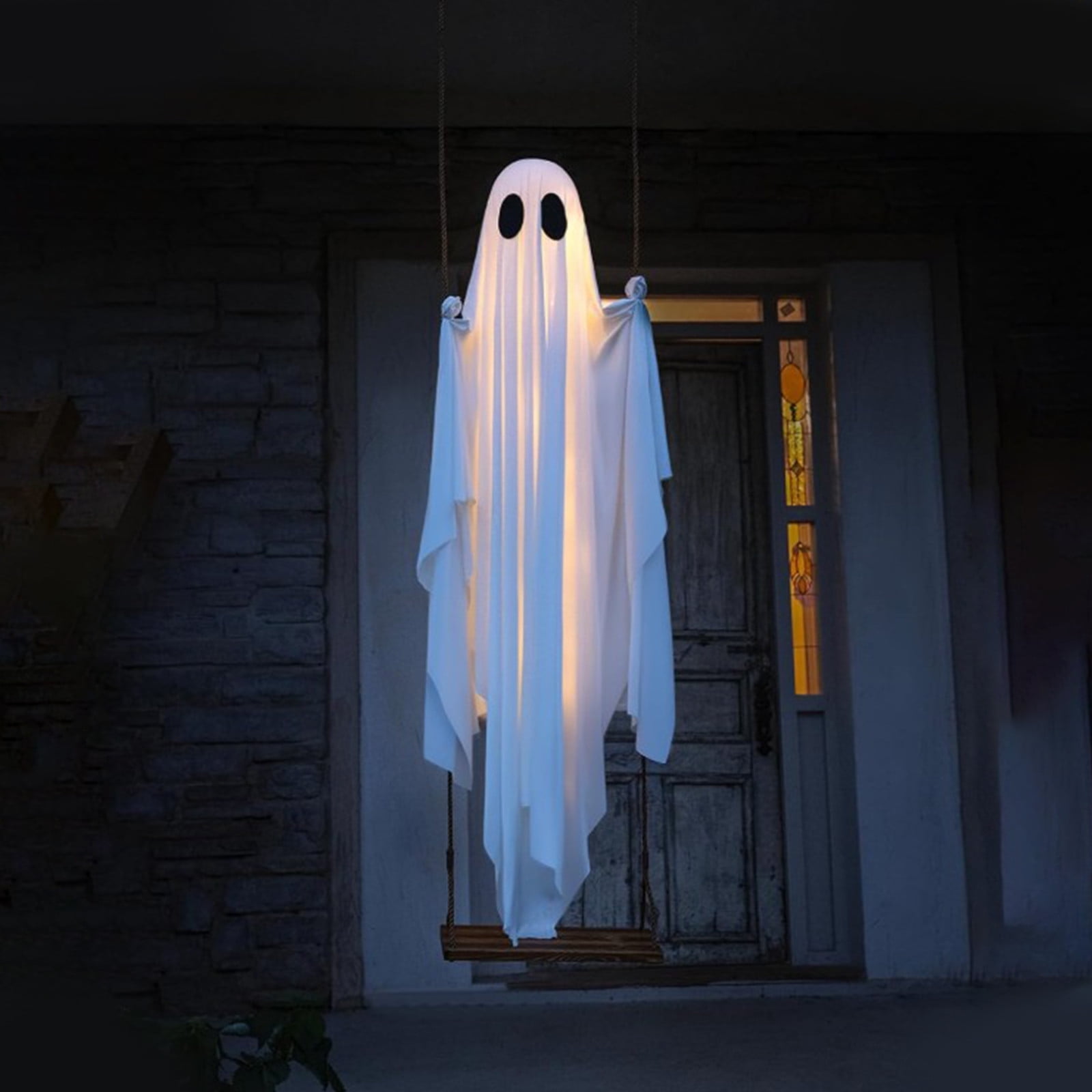 40in Large Hanging Swing Ghost Halloween Decoration Light Up Ghost ...