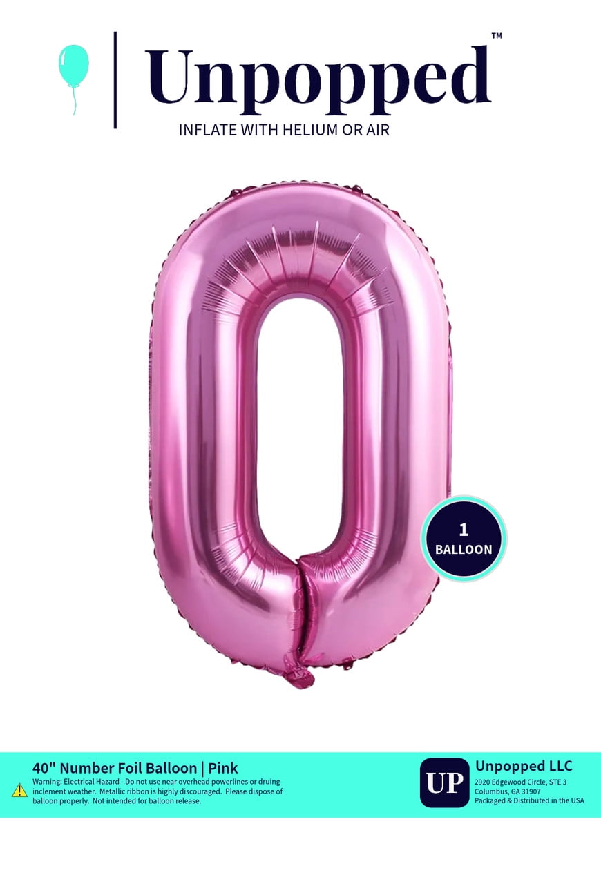 40in Pink Number Balloon #0 | Unpopped - Walmart.com