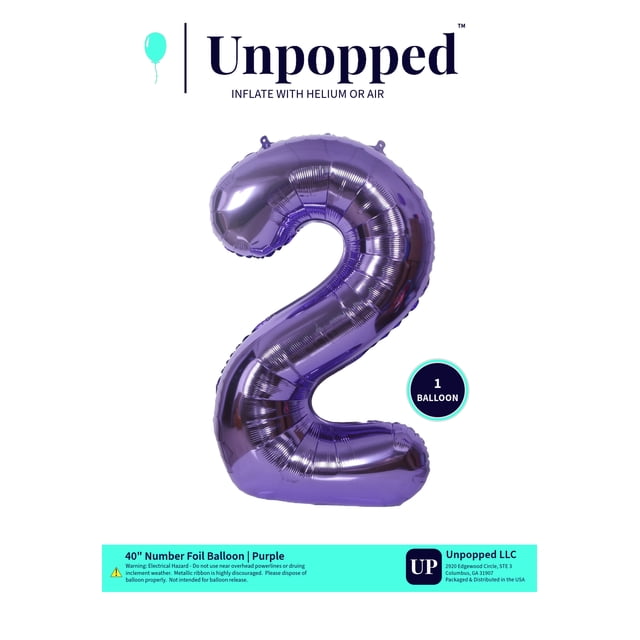 40in Purple Number Balloon #2 | Unpopped - Walmart.com