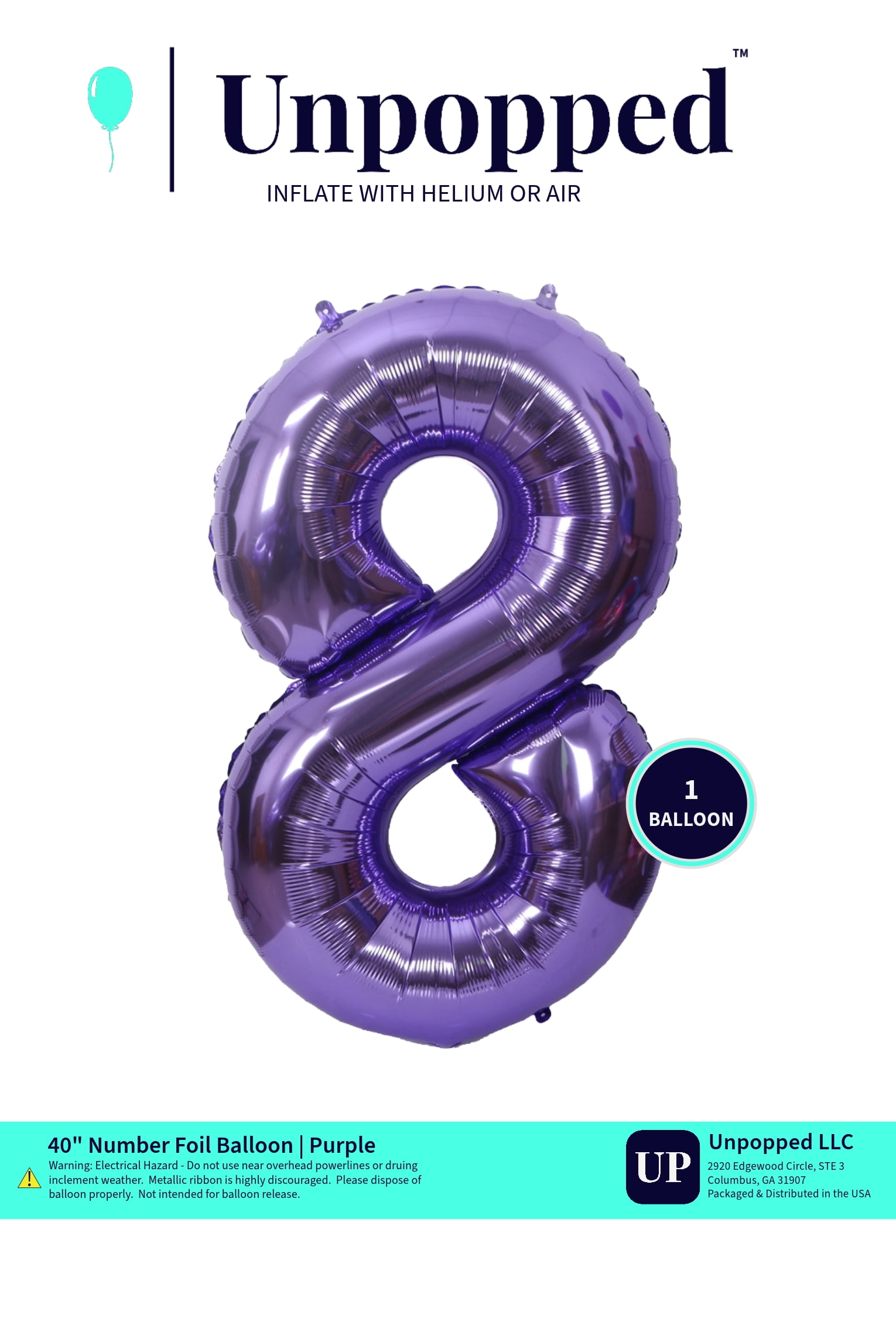 40in Purple Number Balloon #8 | Unpopped - Walmart.com
