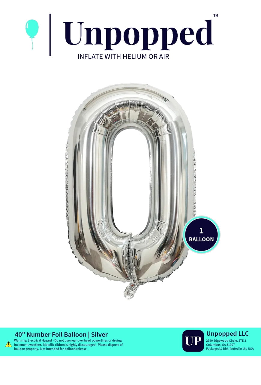 40in Silver Number Balloon #0 | Unpopped - Walmart.com