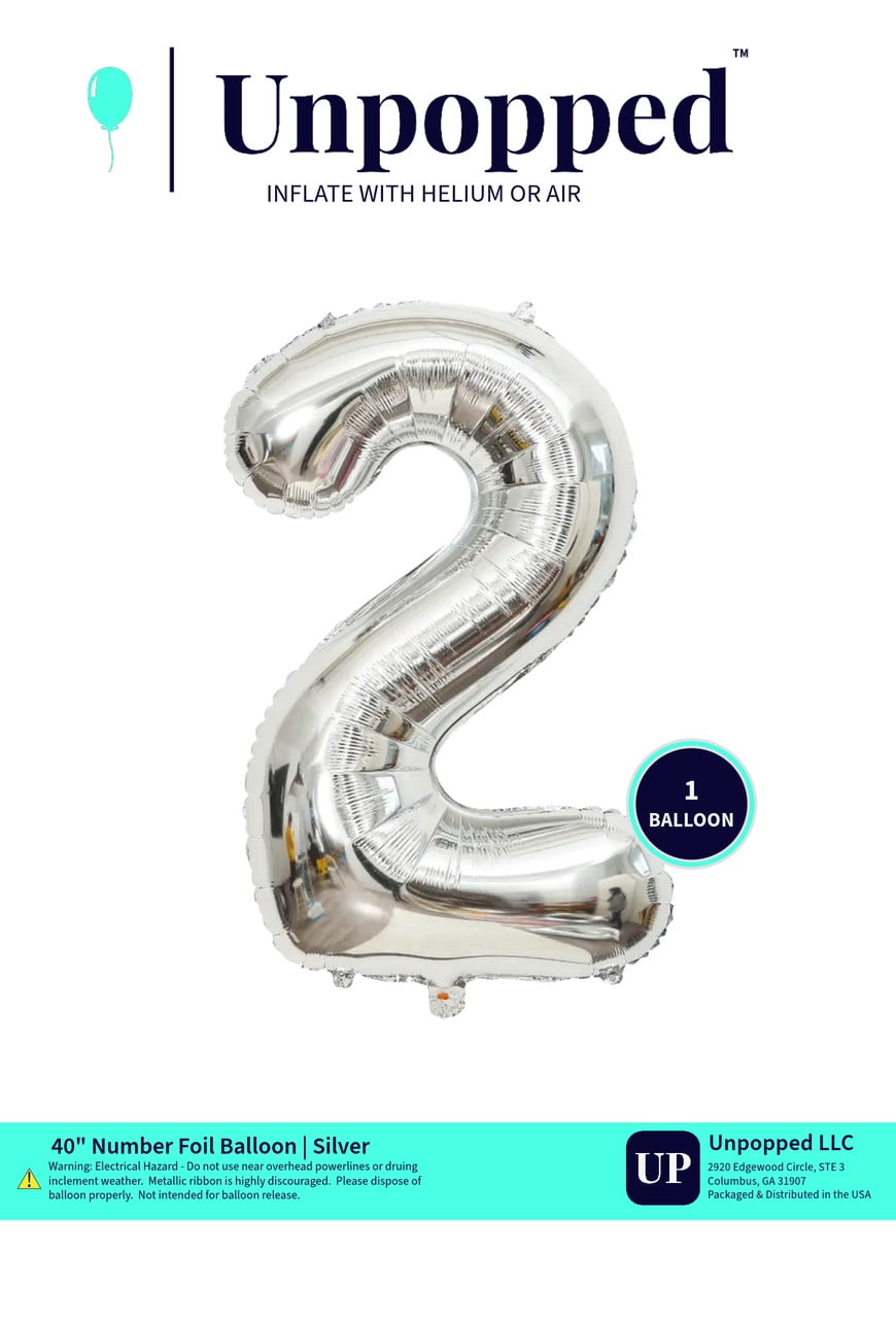 40in Silver Number Balloon #2 | Unpopped - Walmart.com