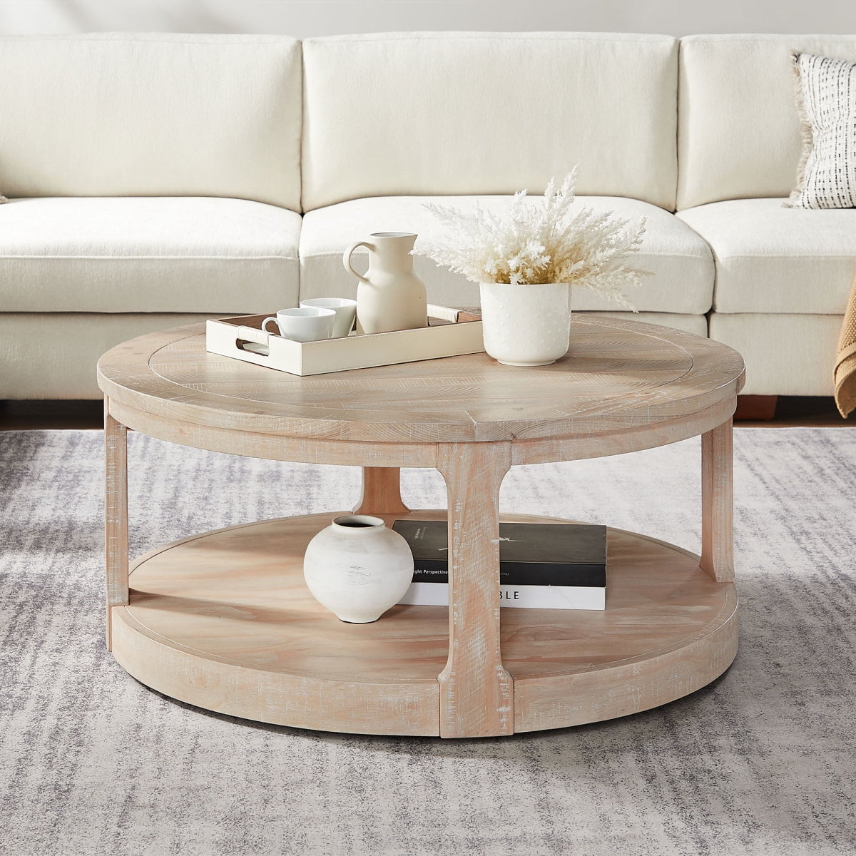 40inch Large Curved 2 Tier Traditional Round Circle Wooden Center ...