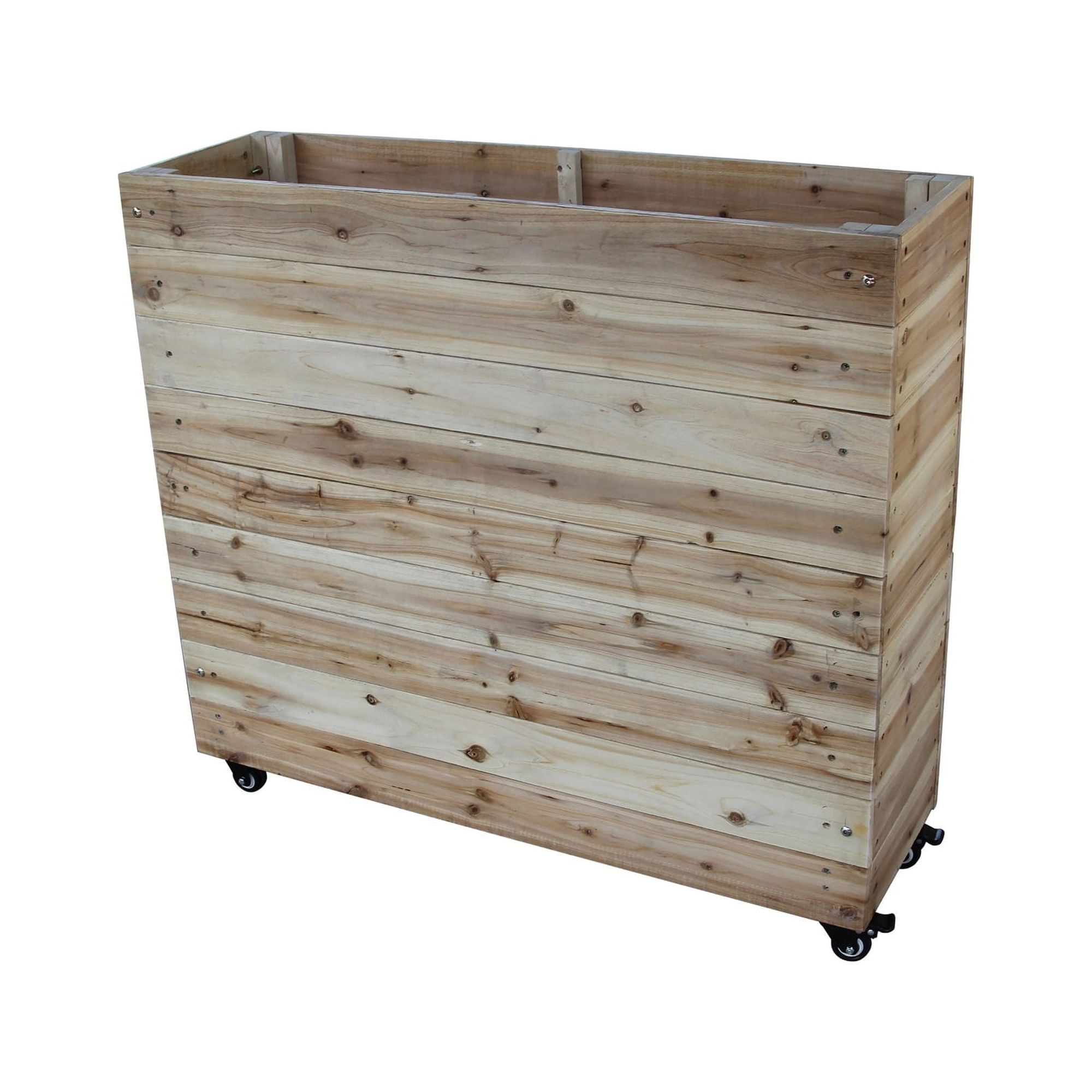 40inx12inx36in Solid Wood Rolling Planter Barrier - 1pc - Walmart.com