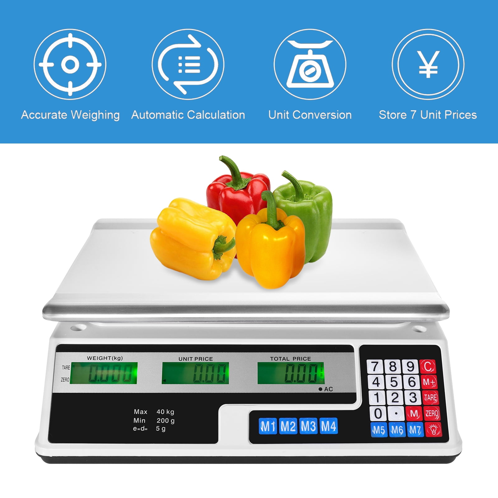 40kg Digital Weight Scale Price Computing Retail Count Scale Food Meat ...