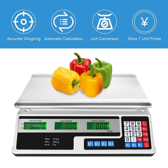 40kg Digital Weight Scale Price Computing Retail Count Scale Food Meat ...