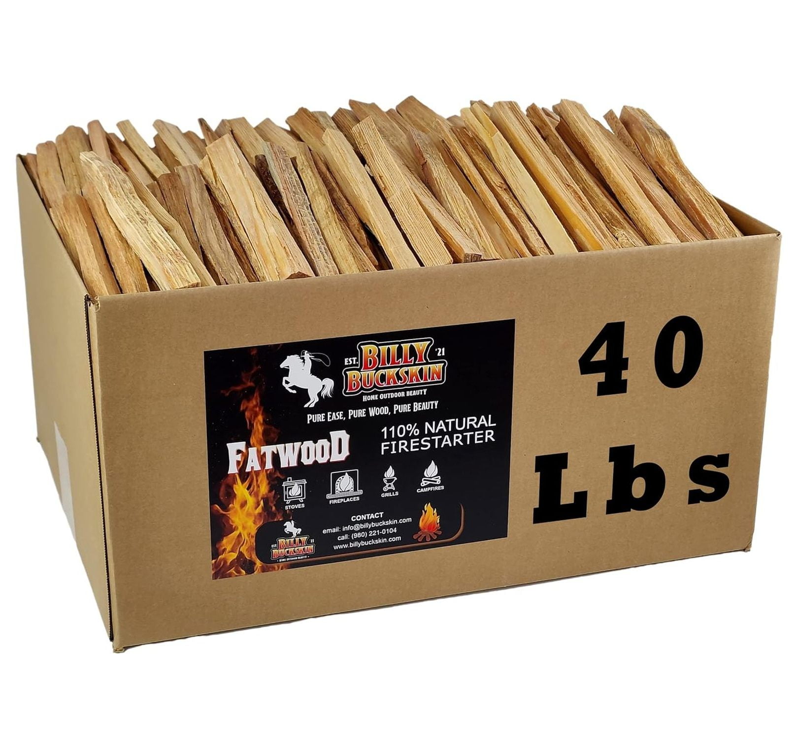 40lb Fatwood Fire Starter Sticks, Easy Firestarter with Just 2 Sticks in All Weather Conditions ...