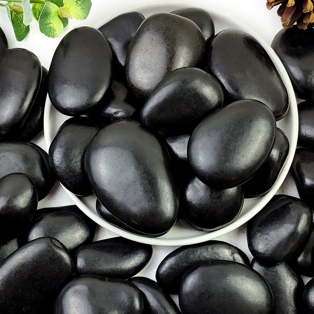 40lbs Black Rocks for Landscaping, 2-3 Inch High Polished Pebbles ...