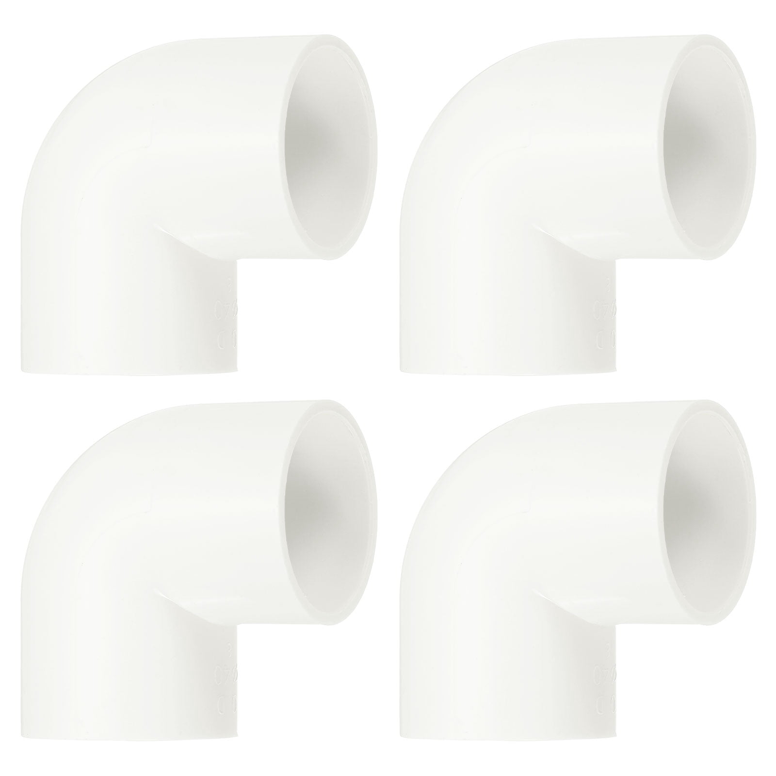 40mm 90 Degree Elbow, 4 Pcs PVC Pipe Fittings Connectors, White ...