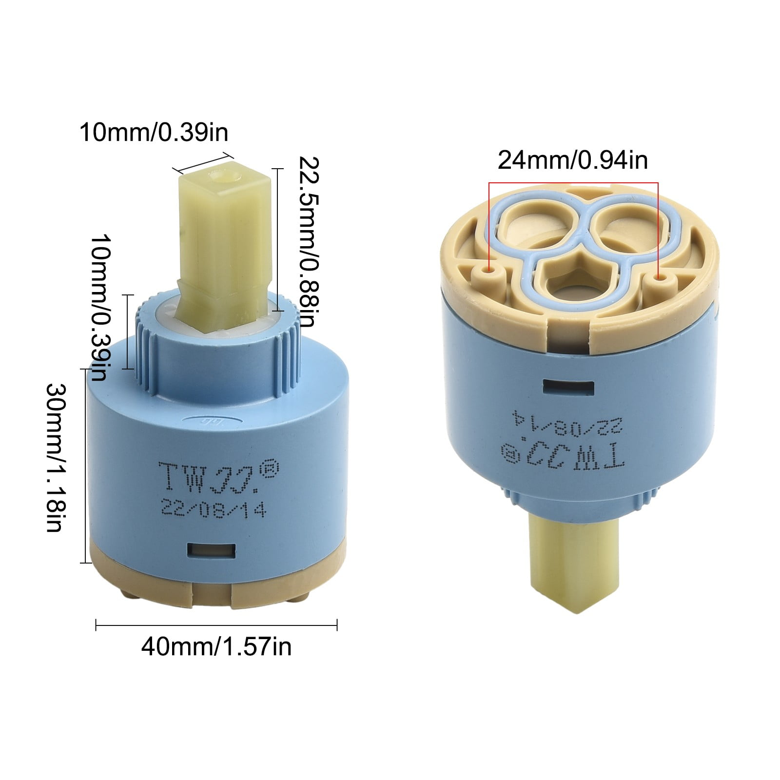40mm,Ceramic Cartridge, Replacement Ceramic Tap Cartridge Valve Kitchen ...