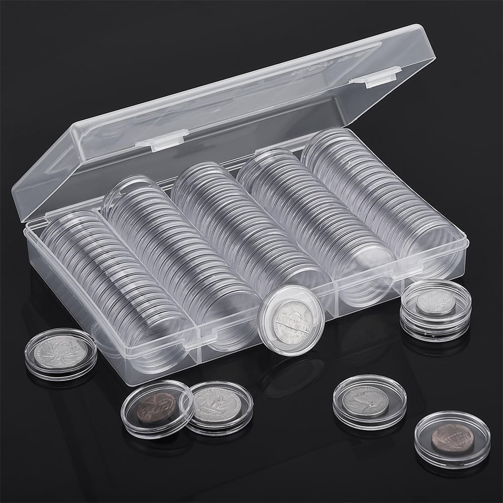 40mm Coin Capsules Holder,Clear Coin Container Box,Round Plastic ...