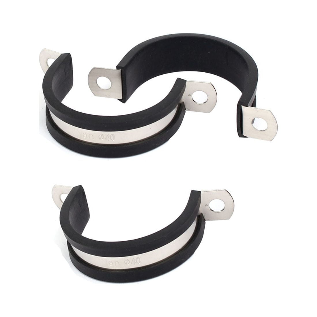 40mm Dia EPDM Rubber Lined U Shaped Pipe Tube Wire Clamps Clips 3pcs ...