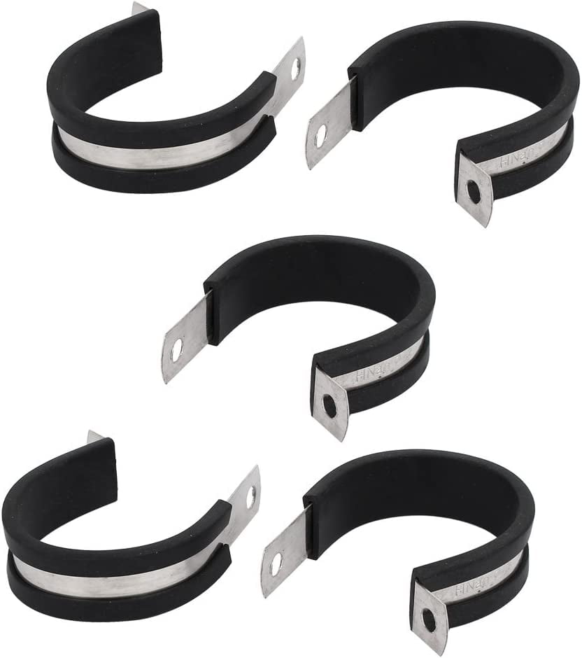 40mm Dia Rubber Lined P Clips Cable Hose Pipe Clamps Holder 5pcs (40 mm ...