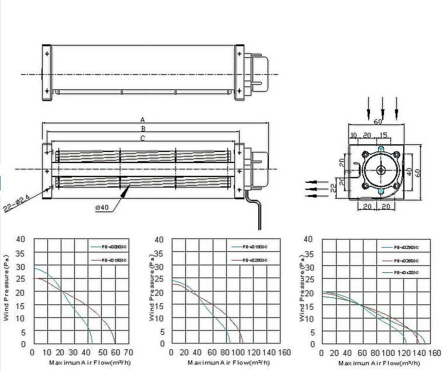 40mm Tubular DC12/24V Blower Fan Crossflow Fans for Elevator silent ...