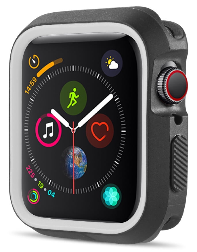 40mm Watch Case, [Black/White] Tough Rugged TPU Rubber Protective Cover ...