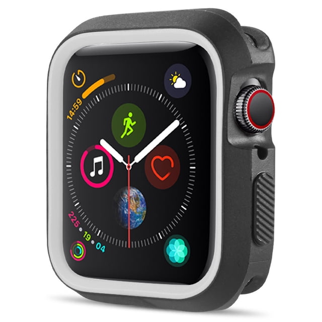 40mm Watch Case, [Black/White] Tough Rugged TPU Rubber Protective Cover ...