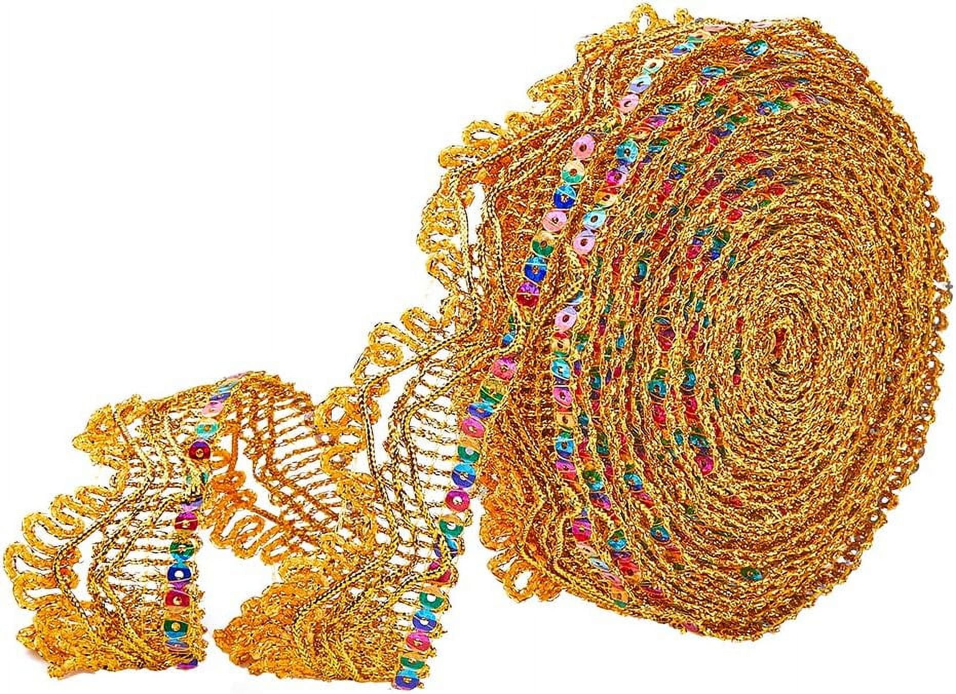 40mm Wide Gold Metallic Braid Trim 9m Length Flower Polyester Ribbon ...