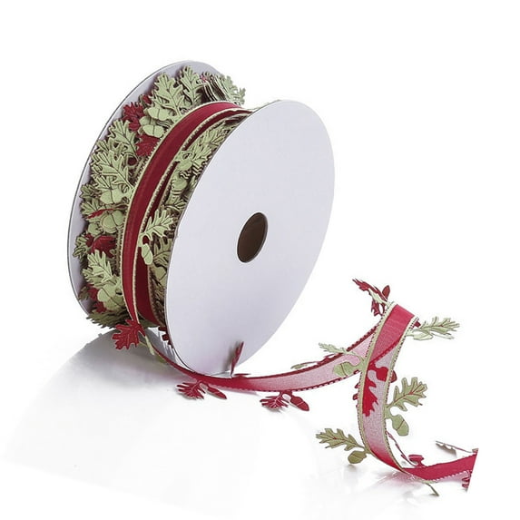 40mmX20m Leaves Ribbons 21Yards Long Christmas Wrapping Ribbons Craft ...