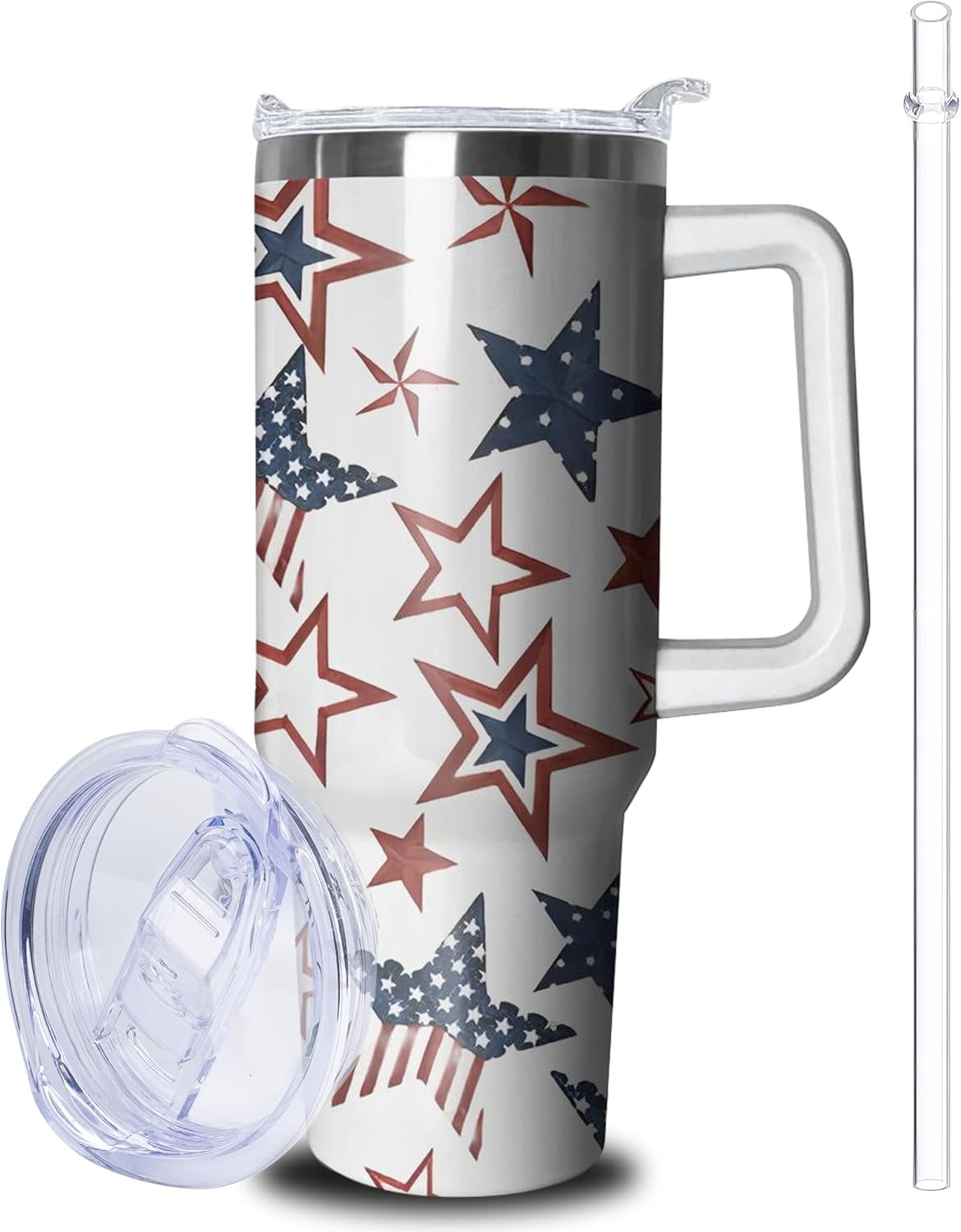 40oz American Flag Tumbler with Handle and Straw, Gifts for Memorial ...