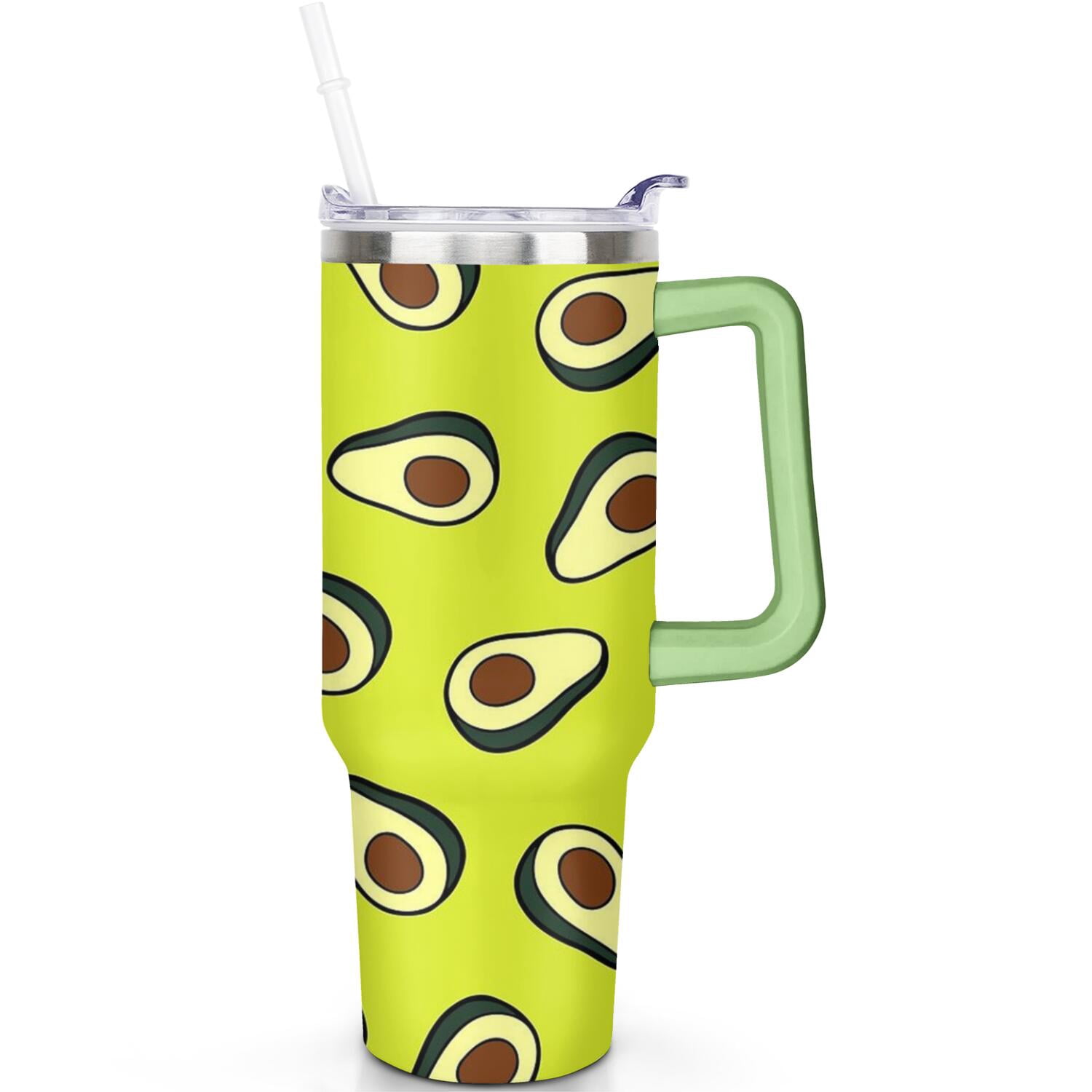 40oz Avocado Tumbler with Handle Flip Straw Lid Avocado Tumblers Vacuum ...
