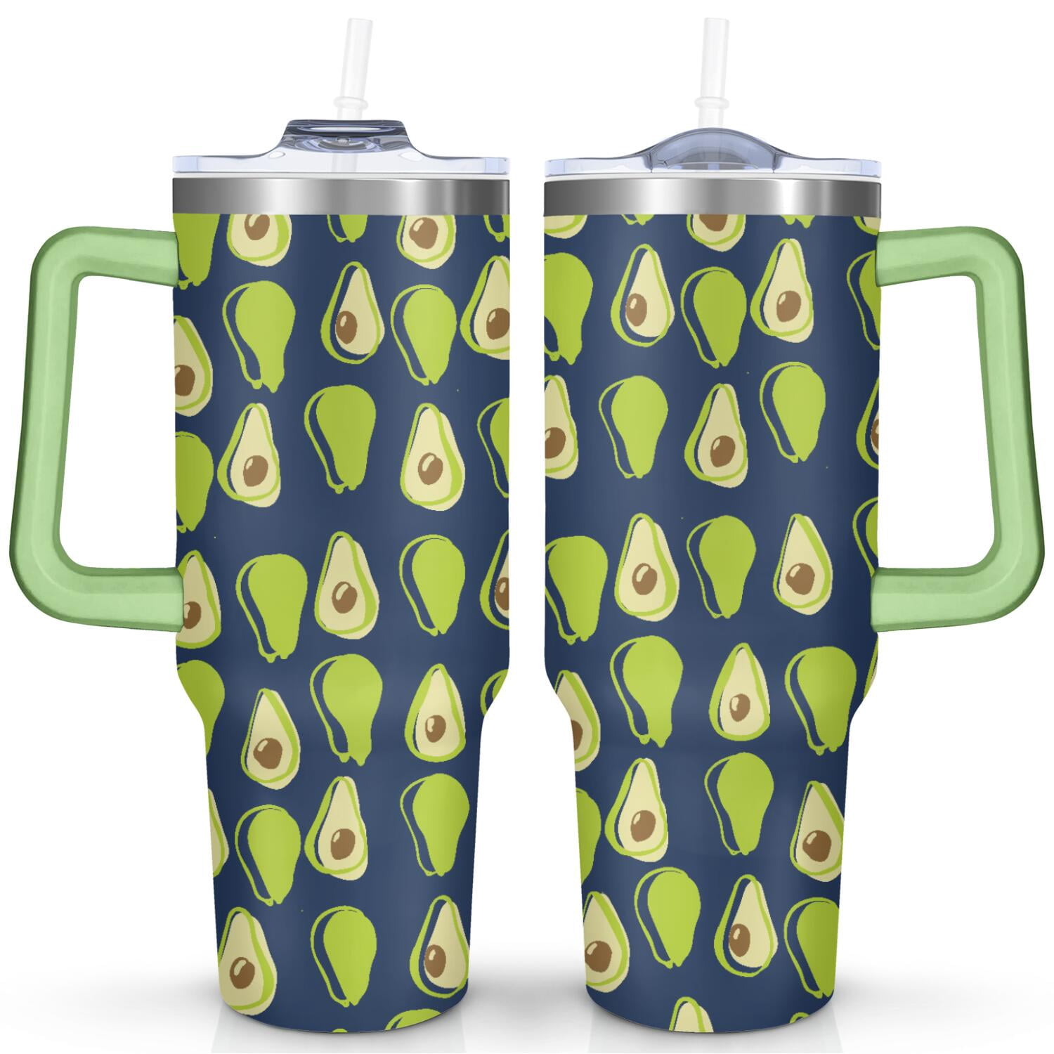 40oz Avocado Tumbler with Handle & Straw, Stainless Steel Insulated Cup ...