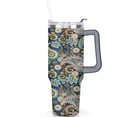 40oz Boho Paisley Floral Insulated Tumbler with Handle & Straw ...