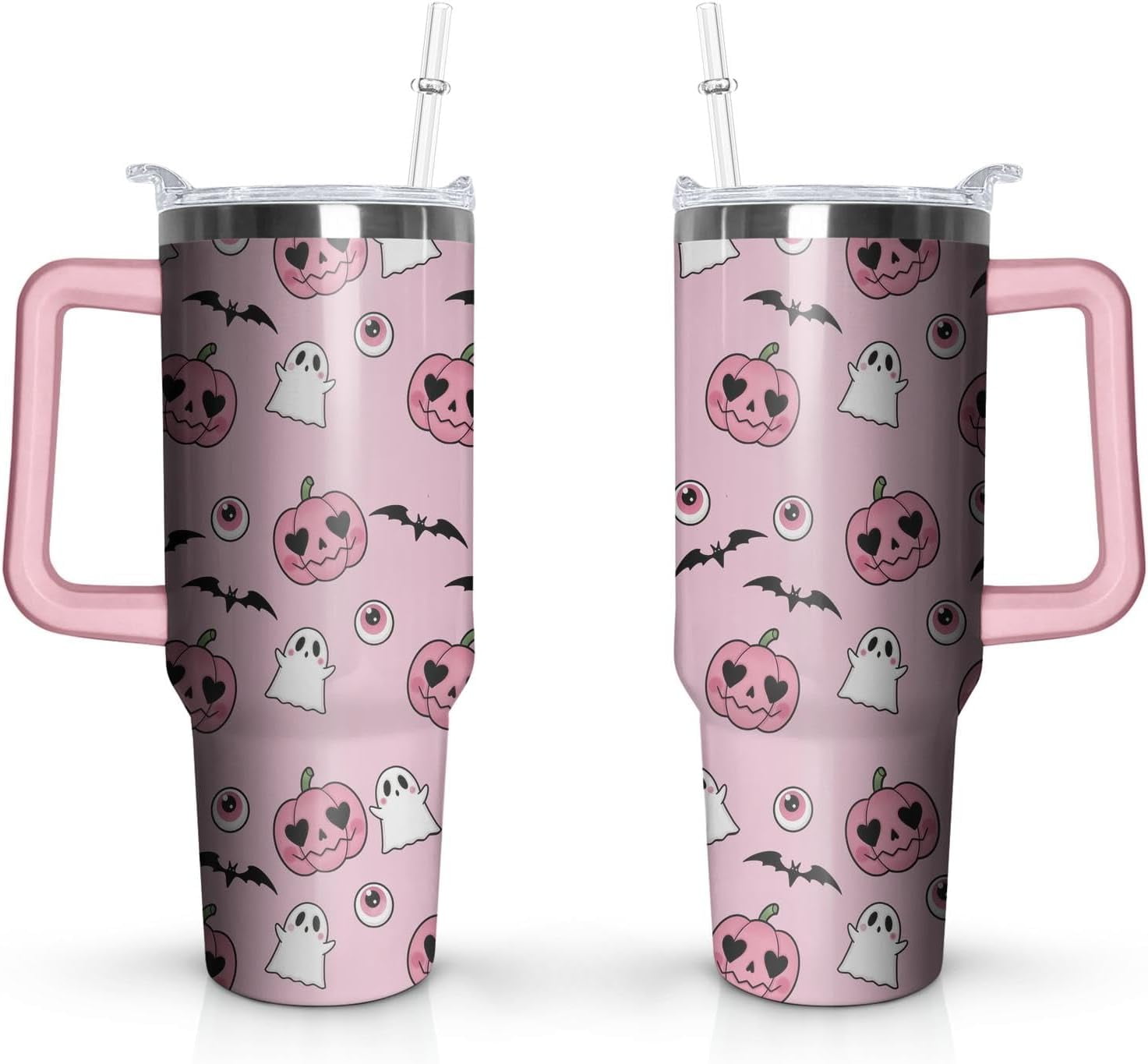 40oz Breast Cancer Awareness Tumbler with Handle and straw for Women ...