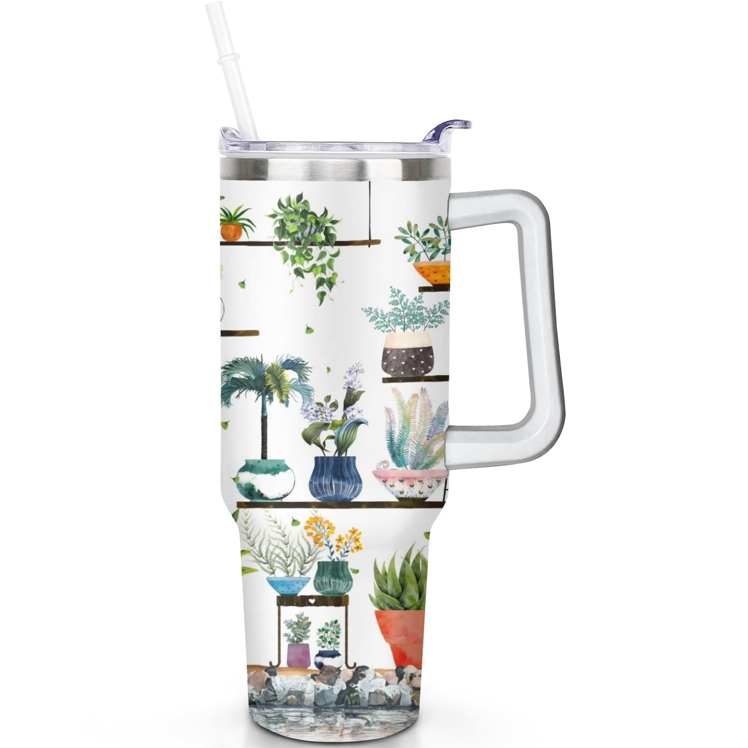 40oz Cactus Cup with Handle, Insulated Stainless Steel, BPA Free ...