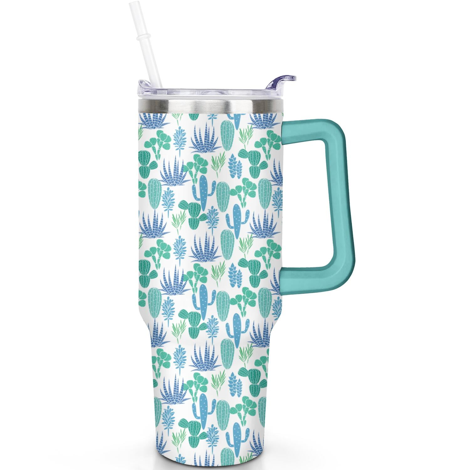 40oz Cactus Themed Travel Mug, Vacuum Insulated, Fits in Cup Holders ...