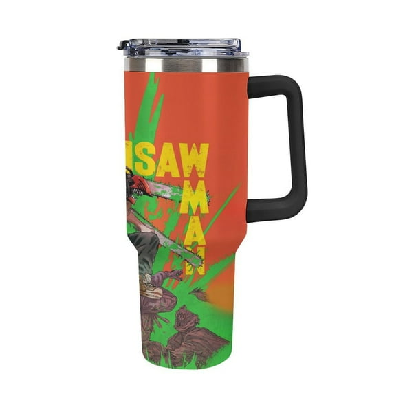 40oz Chainsaw Orange Men Insulated Tumbler With Lid and Straws ...