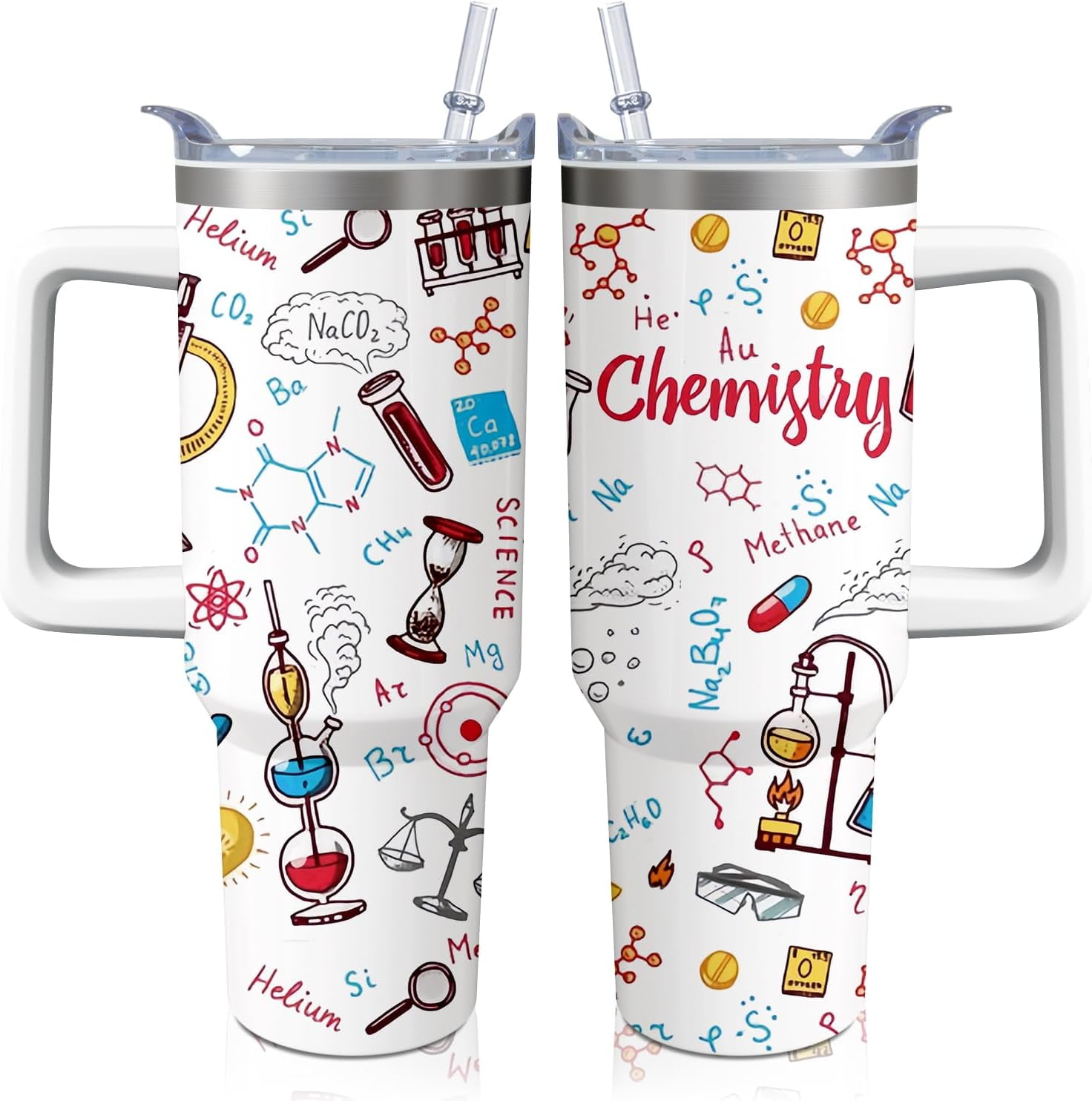 40oz Chemistry Teacher Gifts Chem Tumbler with Handle and Straw ...