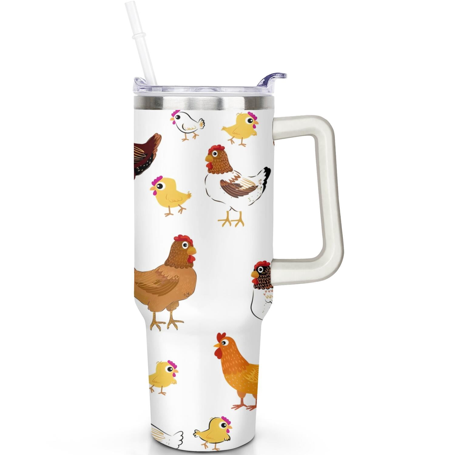40oz Chicken Travel Tumbler with Handle, Double Insulated, Spill Proof ...