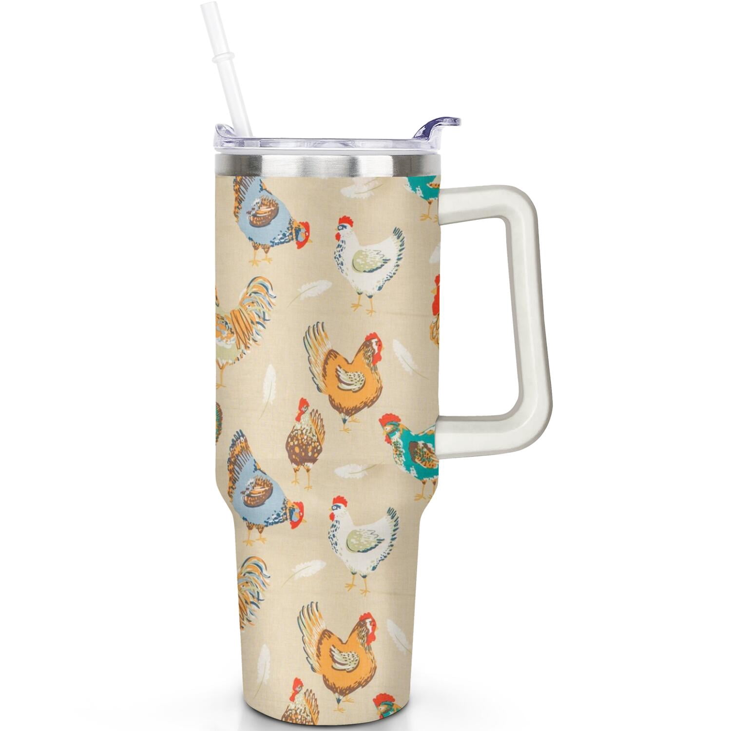 40oz Chicken Travel Tumbler with Handle, Double Insulated, Spill Proof ...