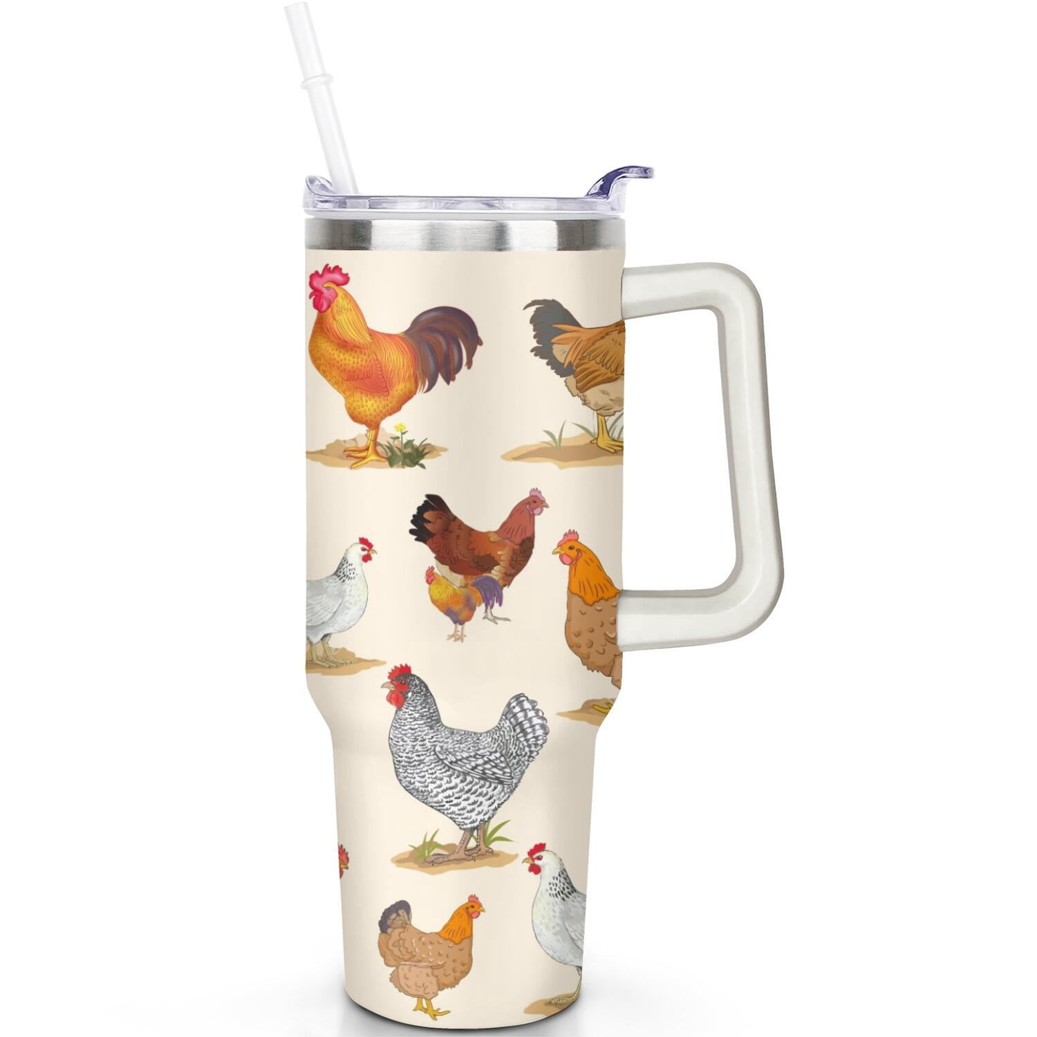 40oz Chicken Travel Tumbler with Handle, Double Insulated, Spill Proof ...