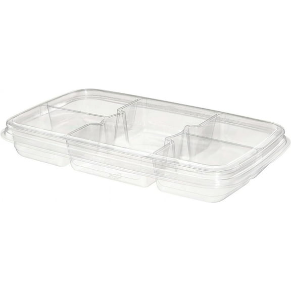 30 Pack Plastic Appetizer Trays with Clear Lid, Round Stackable Serving Party Trays, 12 in ...